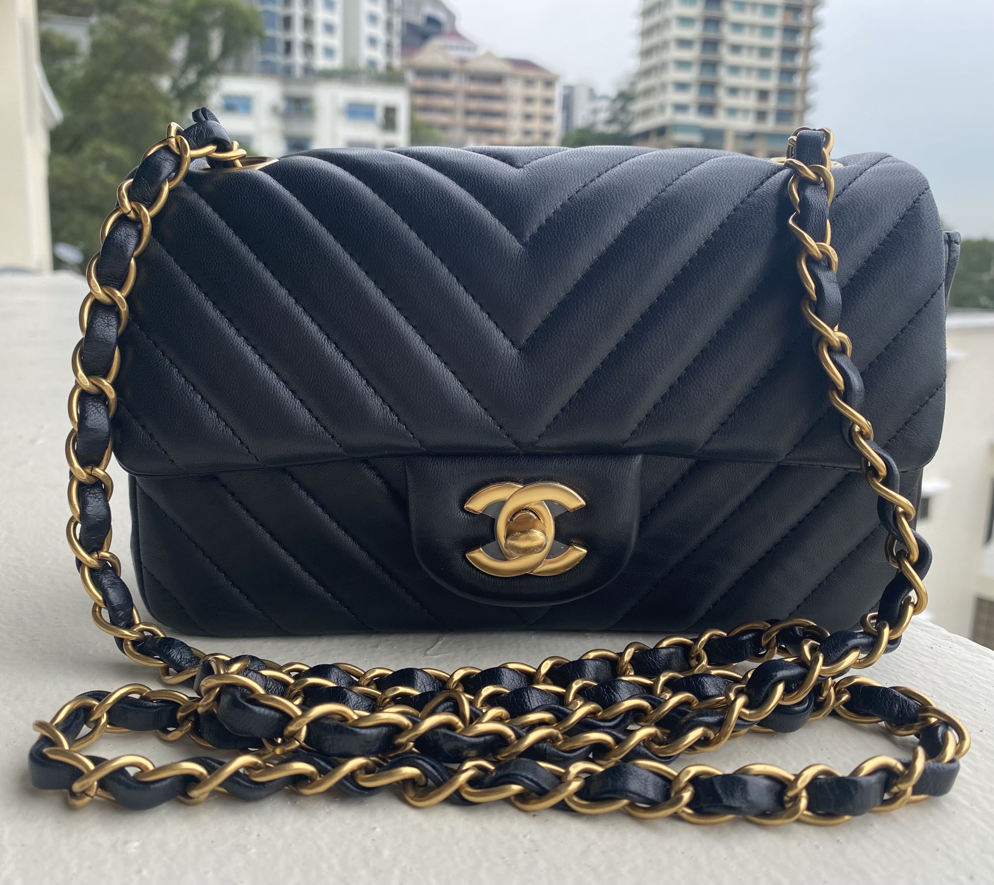 Chanel mini rectangular chevron with ghw, Luxury, Bags & Wallets on ...