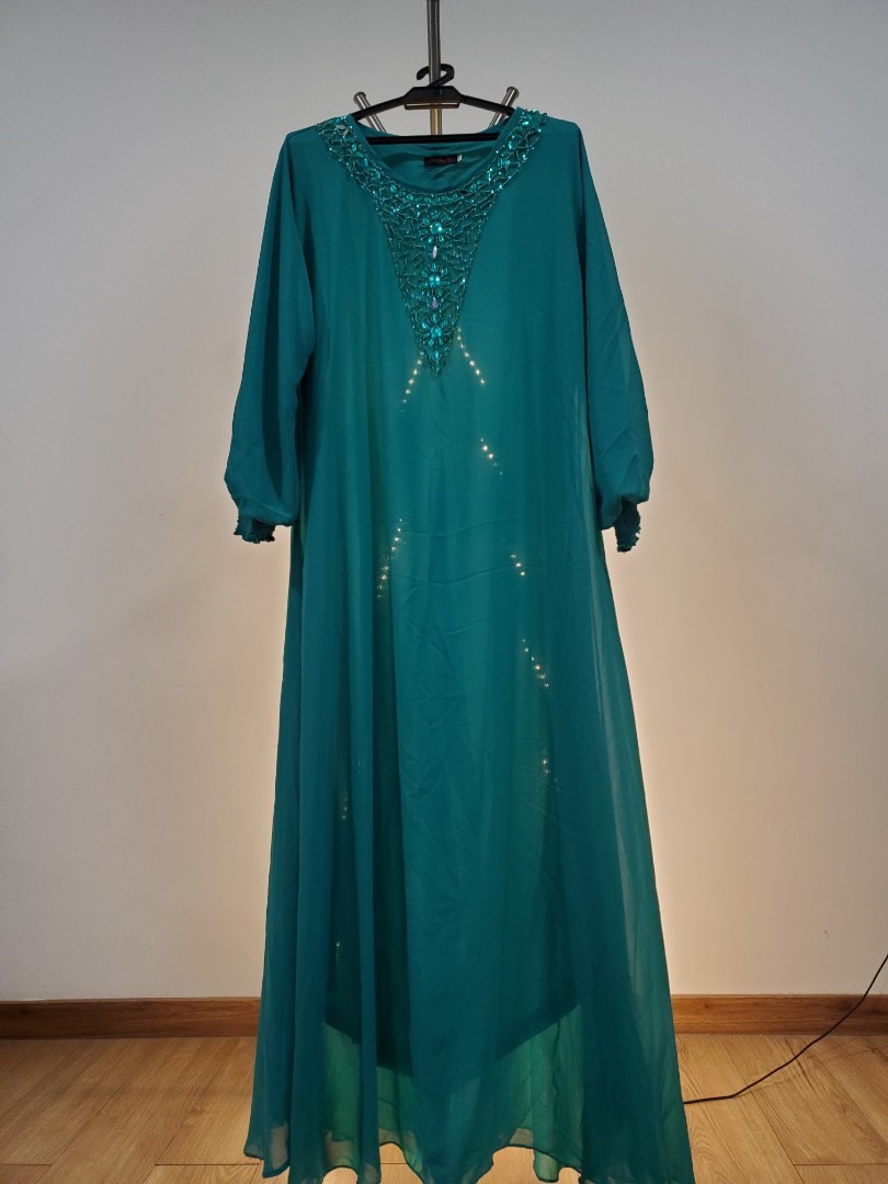 Cyan Dress / Jubah, Women's Fashion, Muslimah Fashion, Dresses on Carousell