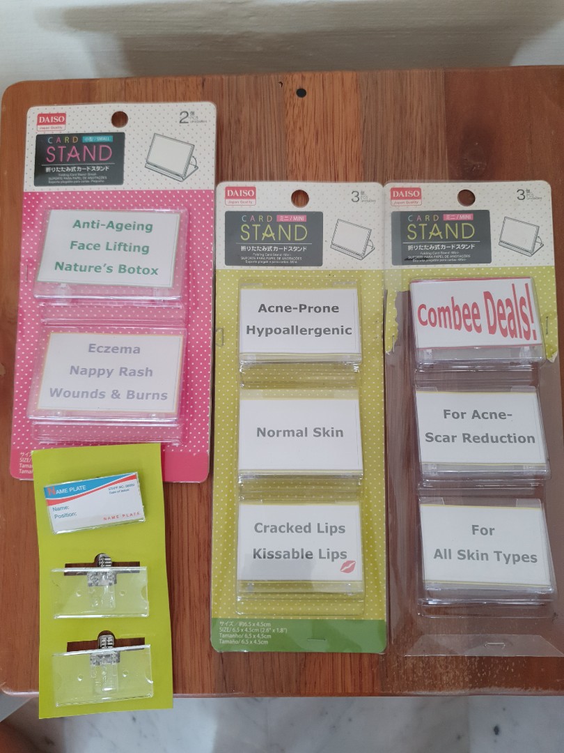 Daiso card stands and name tag, Hobbies & Toys, Stationery & Craft ...