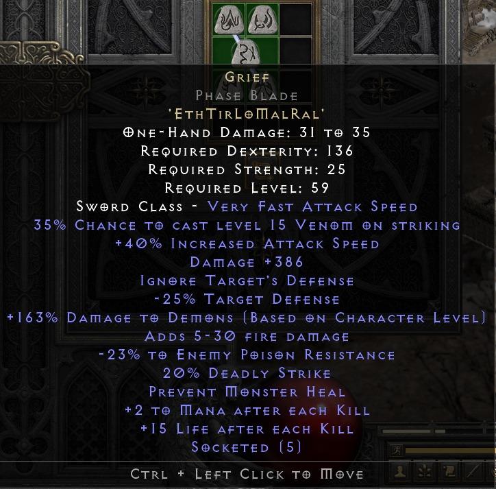 Diablo 2 Resurrected Grief (Phase Blade), Video Gaming, Gaming ...