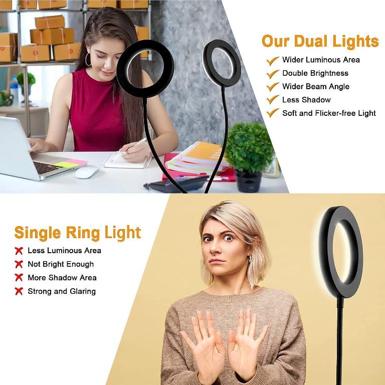Dual Ring Light for Laptop, Computer, UPXDUMI 6 inch Desk Circle Light ...
