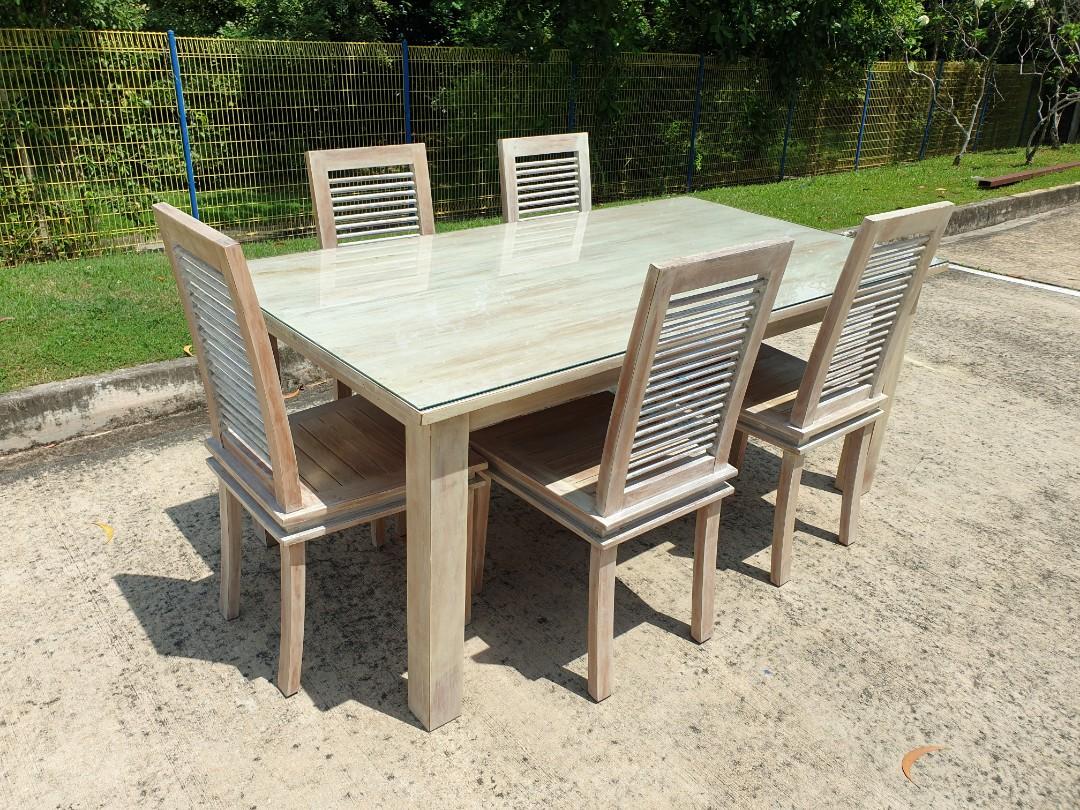 Godzilla Outdoor Dining Set with Chairs x5, Furniture & Home Living ...