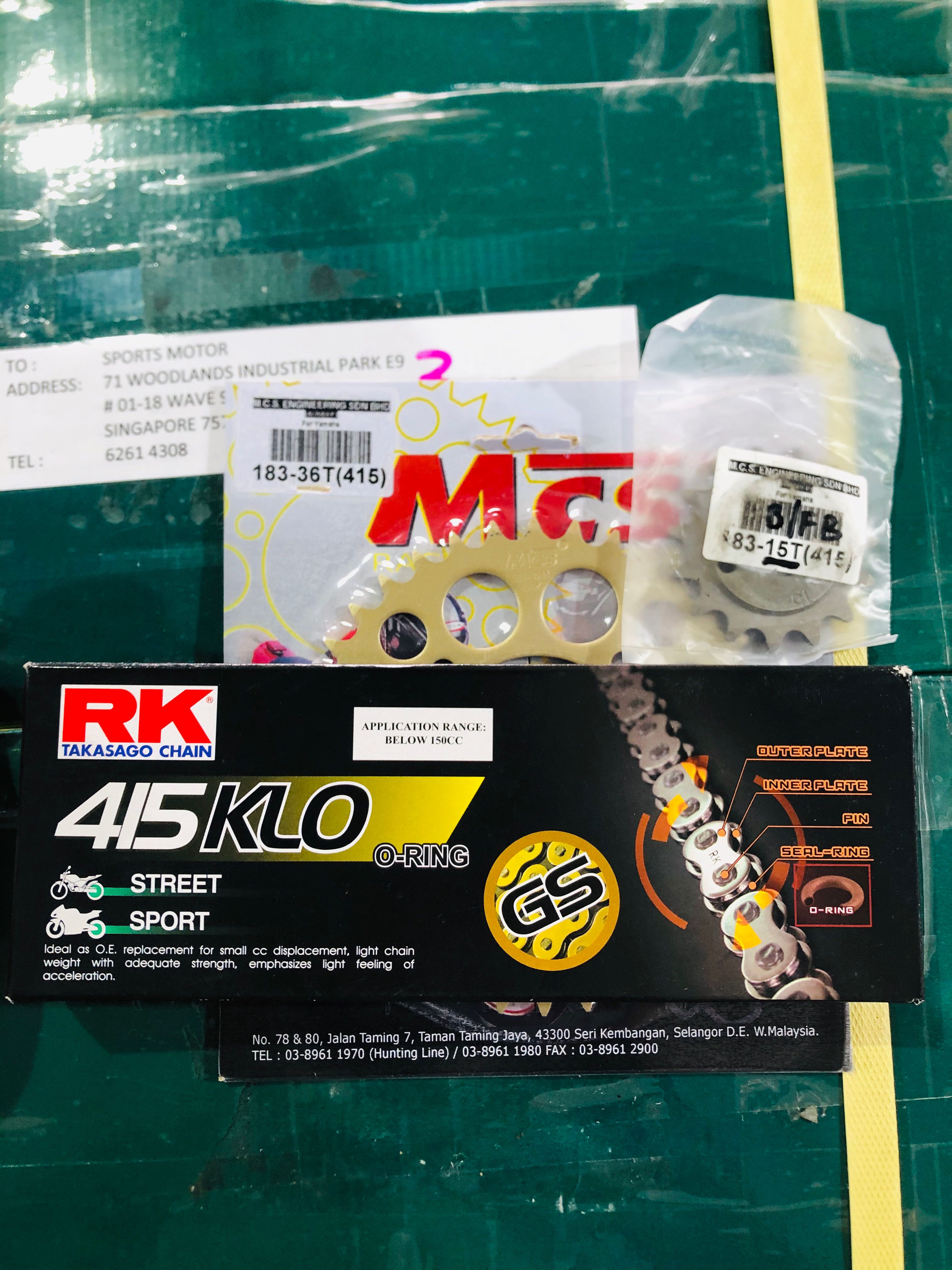 GOLD CHAIN & SPROCKET SET, Motorcycles, Motorcycle Accessories on Carousell