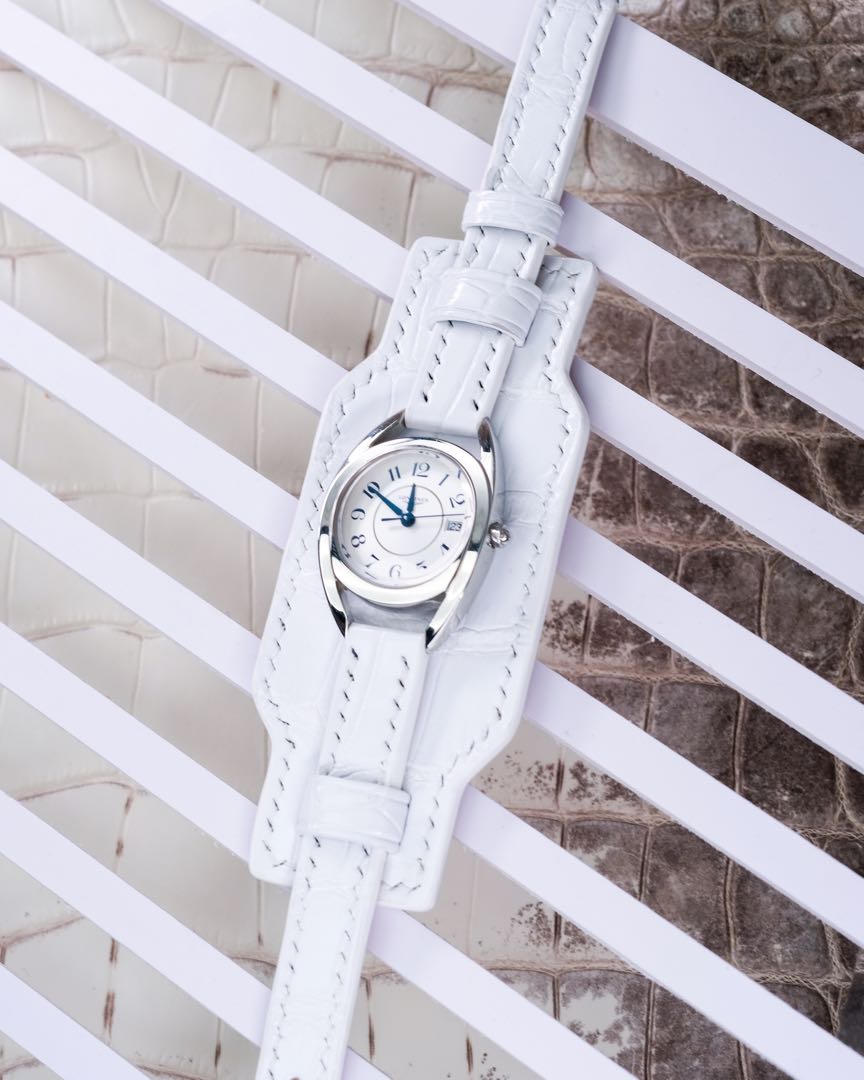 Handmade Handstitched Watch Bund Strap In White Crocodile Leather For ...