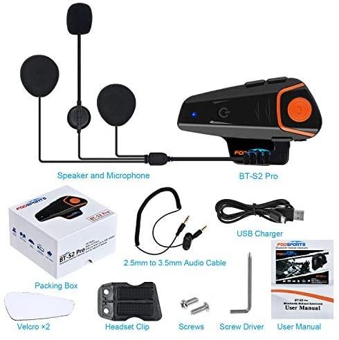 Motorcycle Bluetooth Intercom, BT-S2 1000m Helmet Bluetooth ...