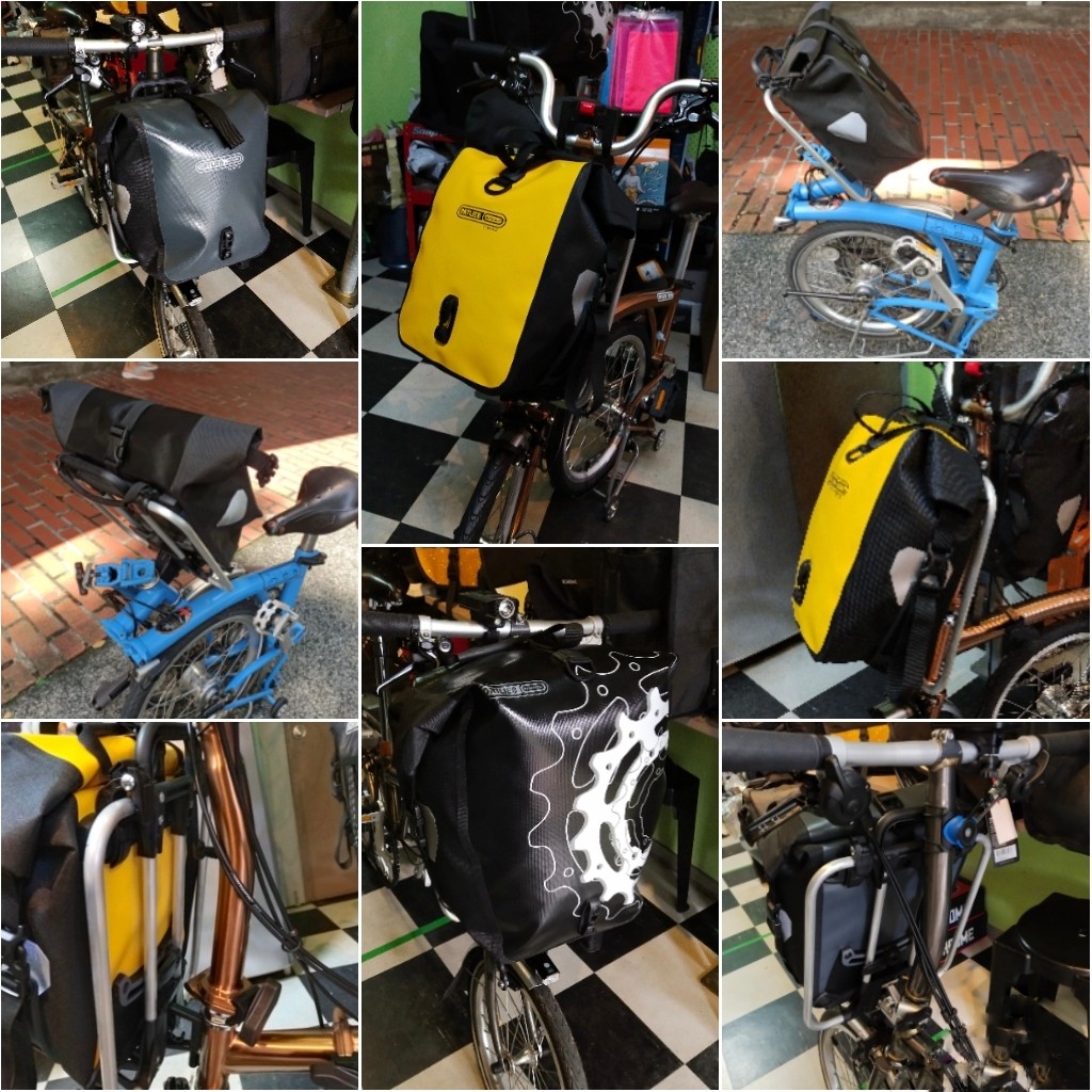 Modified luggage rack for Brompton block using Ortlieb waterproof ...