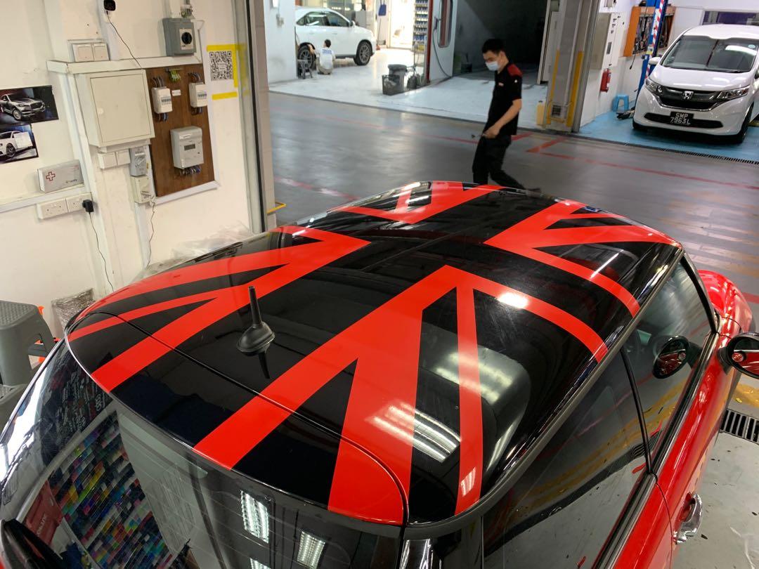 Red Union Jack Roof Wrap for Mini Cooper, Car Accessories, Accessories ...