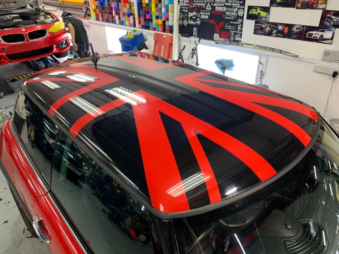 Red Union Jack Roof Wrap for Mini Cooper, Car Accessories, Accessories ...