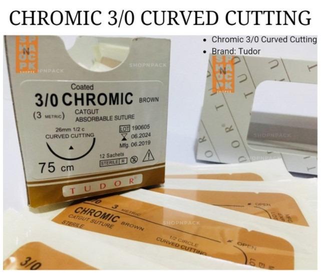(SNP-T) Chromic 3/0 Curved Cutting per piece (Tudor), Health ...