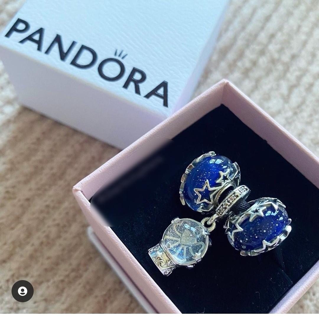 ‼️TAKE ALL‼️AUTHENTIC PANDORA GALAXY BLUE And STAR MURANO CHARM with ...