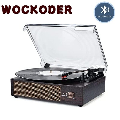 Wockoder Record Player, Turntable, Portable, Wireless, LP Phonograph ...