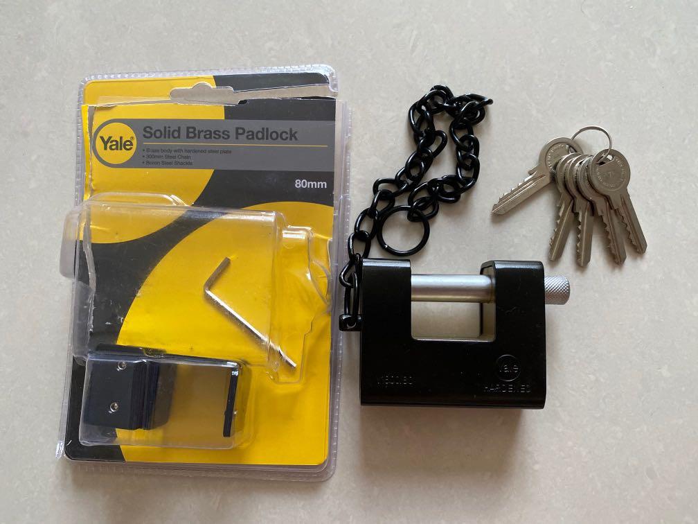Yale Solid Brass Padlock 80mm with bracket Pad Lock, Furniture & Home ...