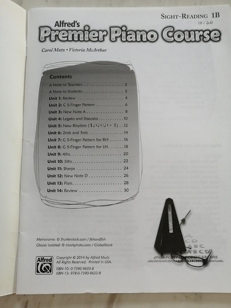 Alfred's Premier Piano Course: sight reading 1B, Hobbies & Toys, Music ...