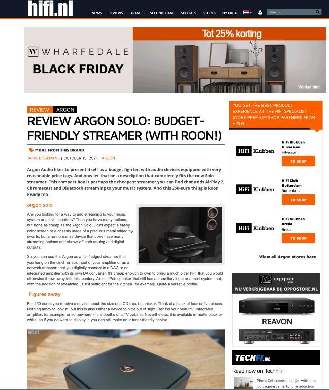 Argon SOLO Music streamer -audiophile (NEW!), Audio, Soundbars ...