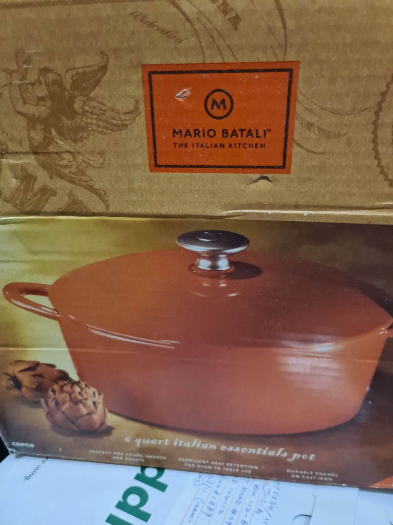Cast Iron Mario Batali 6 quart, Furniture & Home Living, Kitchenware ...