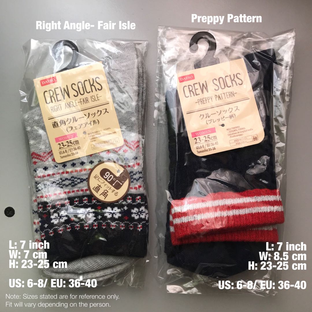 Daiso Crew Socks, Women's Fashion, Watches & Accessories, Socks ...