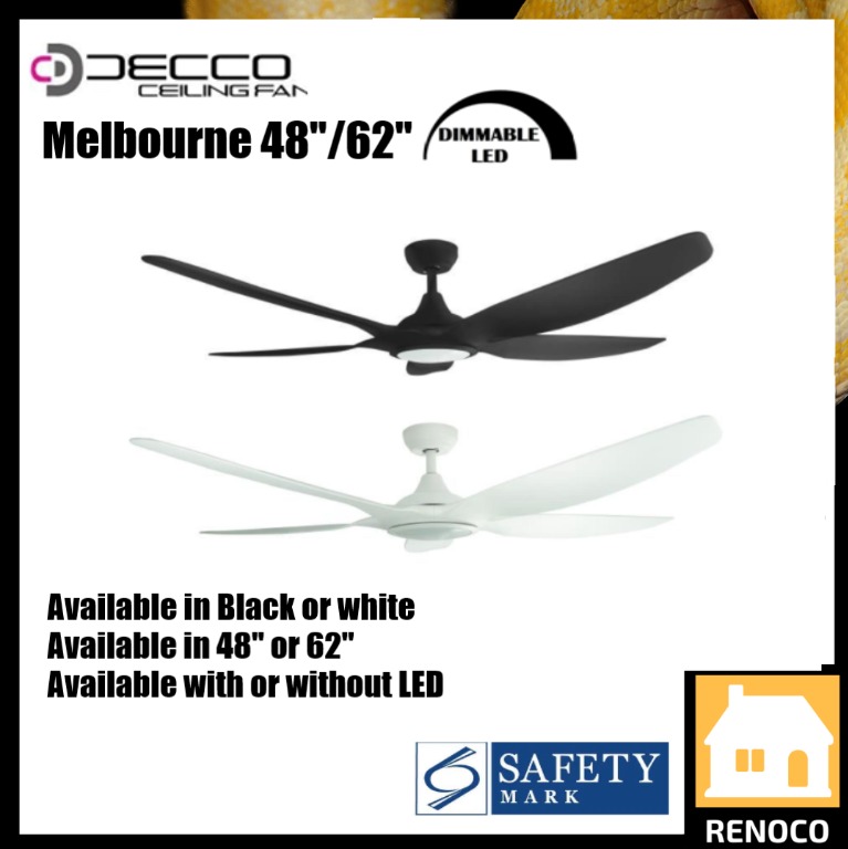 Decco ceiling fan with dimmable LED, Furniture & Home Living, Lighting ...