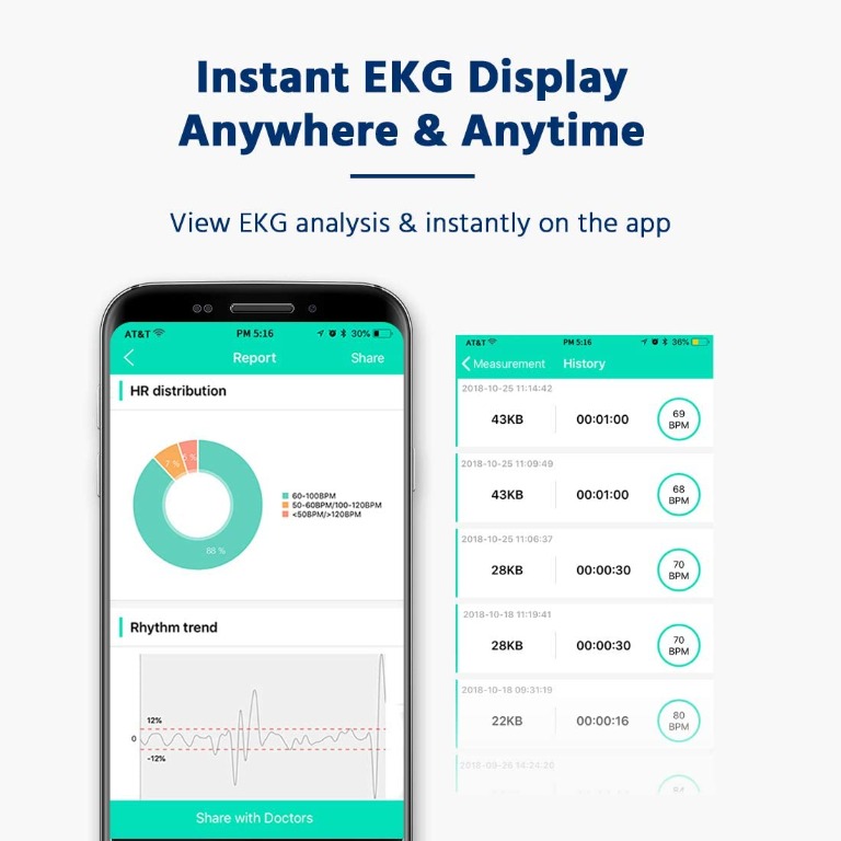 ECG Monitor, Handheld ECG Heart Rate Monitors for Smart Phone, Wireless ...
