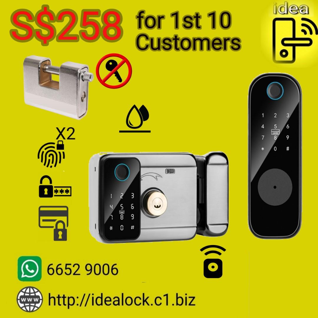 HDB Metal Gate Fingerprint Digital Lock, Furniture & Home Living, Security & Locks, Locks, Doors ...