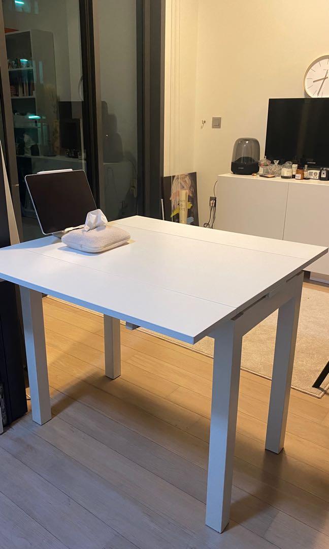 IKEA extendable table white, Furniture & Home Living, Furniture, Tables ...