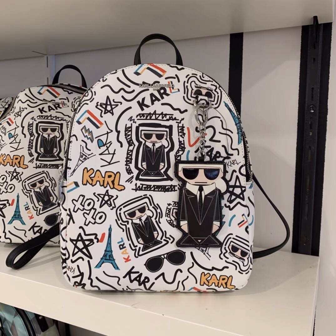 Karl Lagerfeld Leather Adele Backpack White, Women's Fashion, Bags & Wallets, Backpacks on Carousell