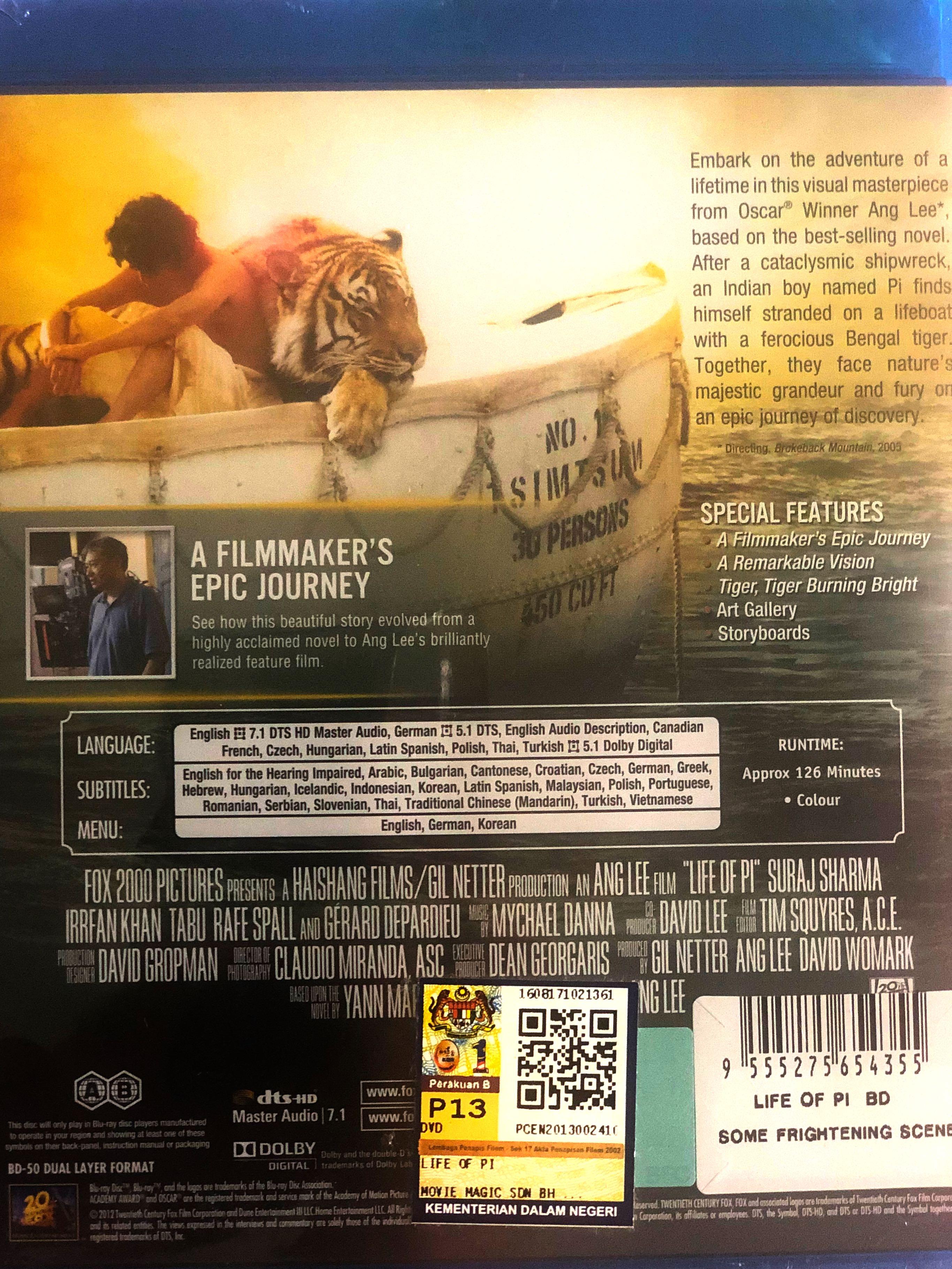 LIFE OF PI BLU RAY DVD, Hobbies & Toys, Music & Media, CDs & DVDs on ...