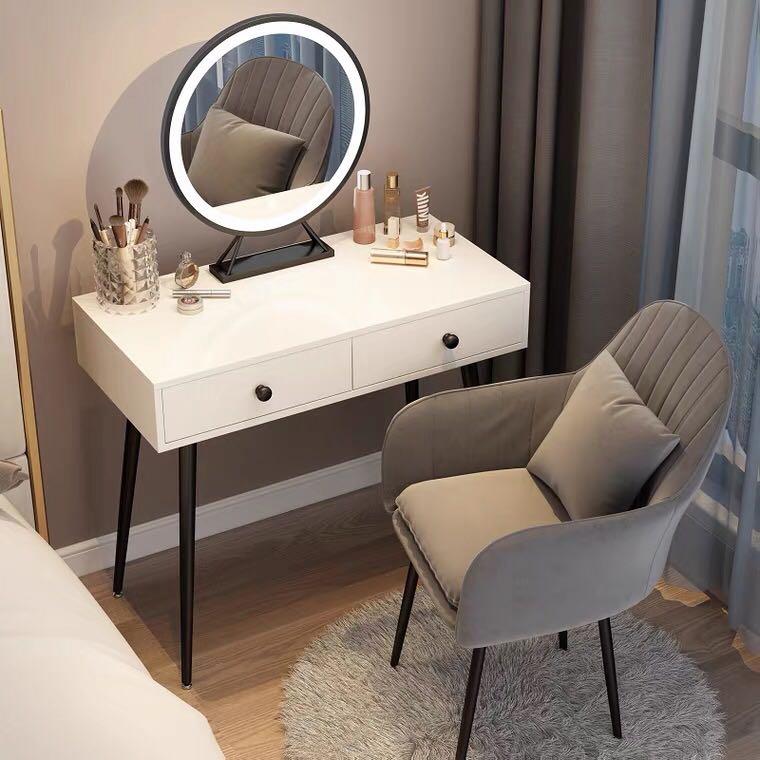 [READY STOCK] 100cm dressing table with LED mirror & sofa chair ...