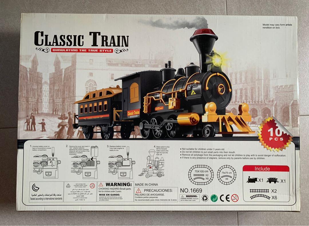 10-Piece Black Battery Operated Lighted & Animated Classic Train Set ...
