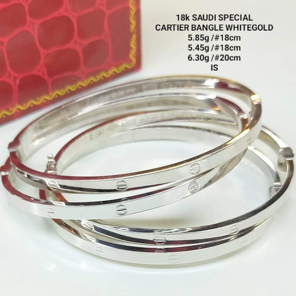 18k CARTIER CLIP LOCK WHITEGOLD BANGLE, Women's Fashion, Jewelry ...