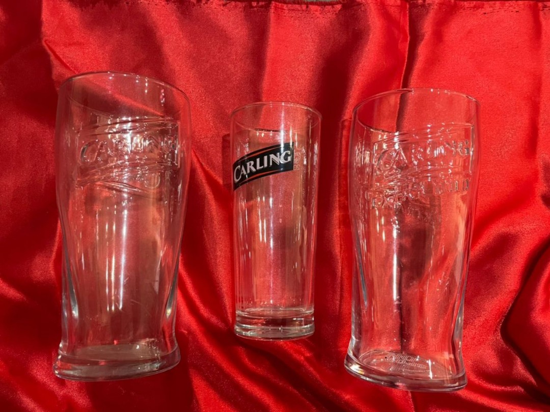 3 Different Carling Beer Glasses, Furniture & Home Living, Home Decor ...