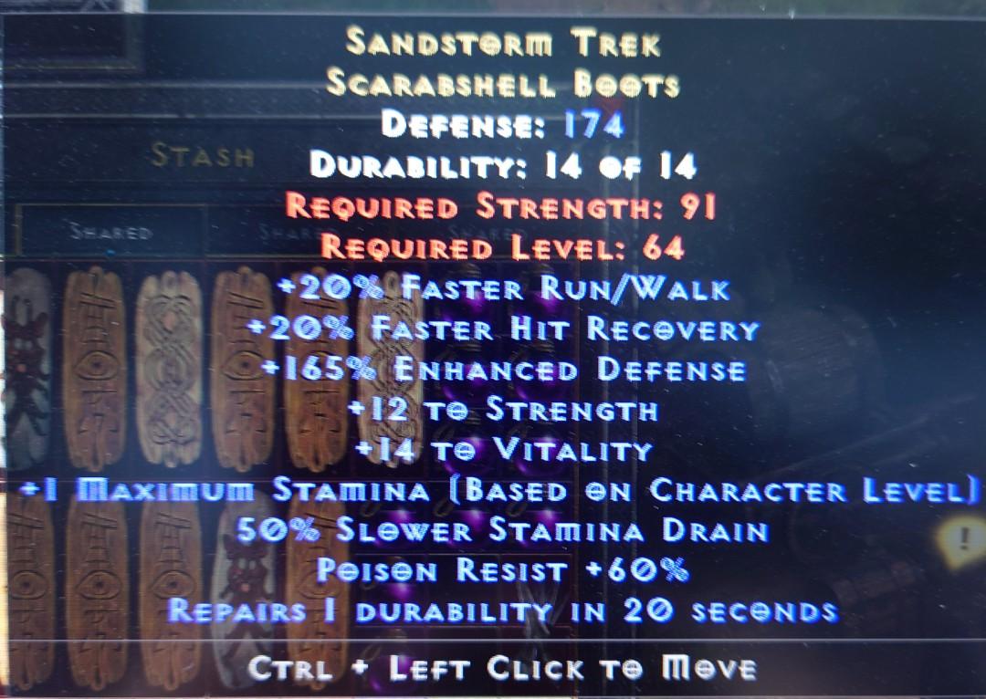 D2R Diablo Sandstorm Trek boots, Video Gaming, Gaming Accessories, In ...