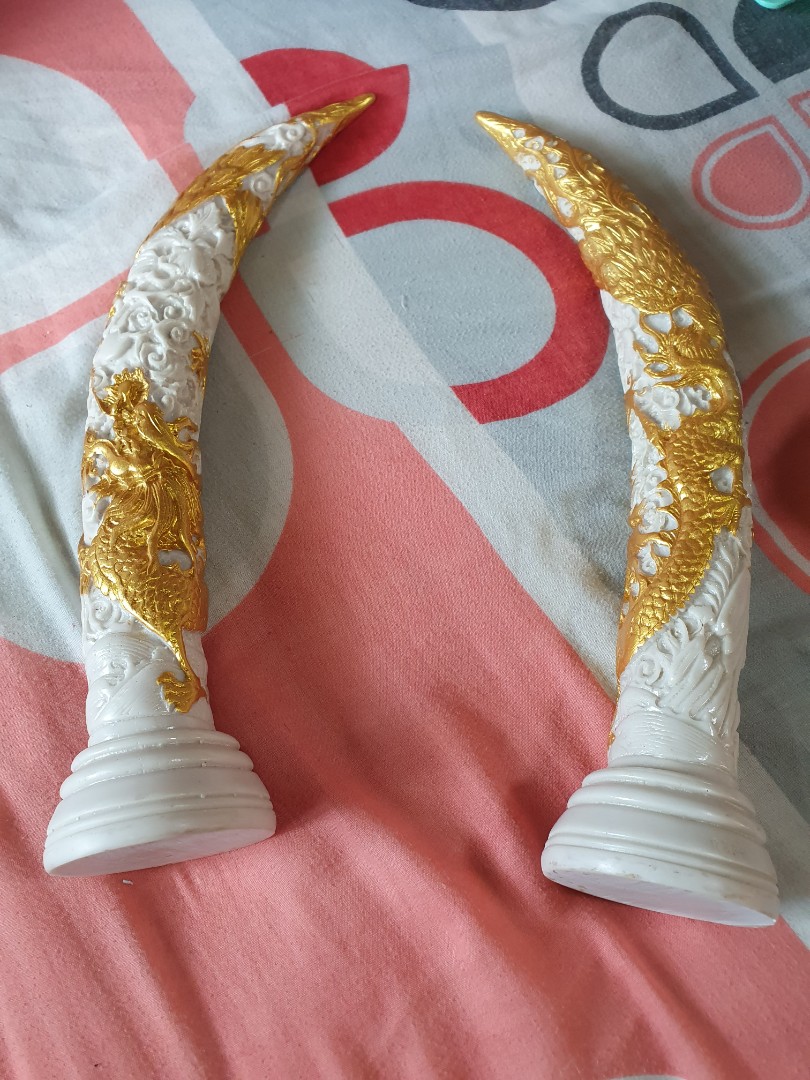 Dragon Design Elephant Tusk, Furniture & Home Living, Home Decor, Other ...