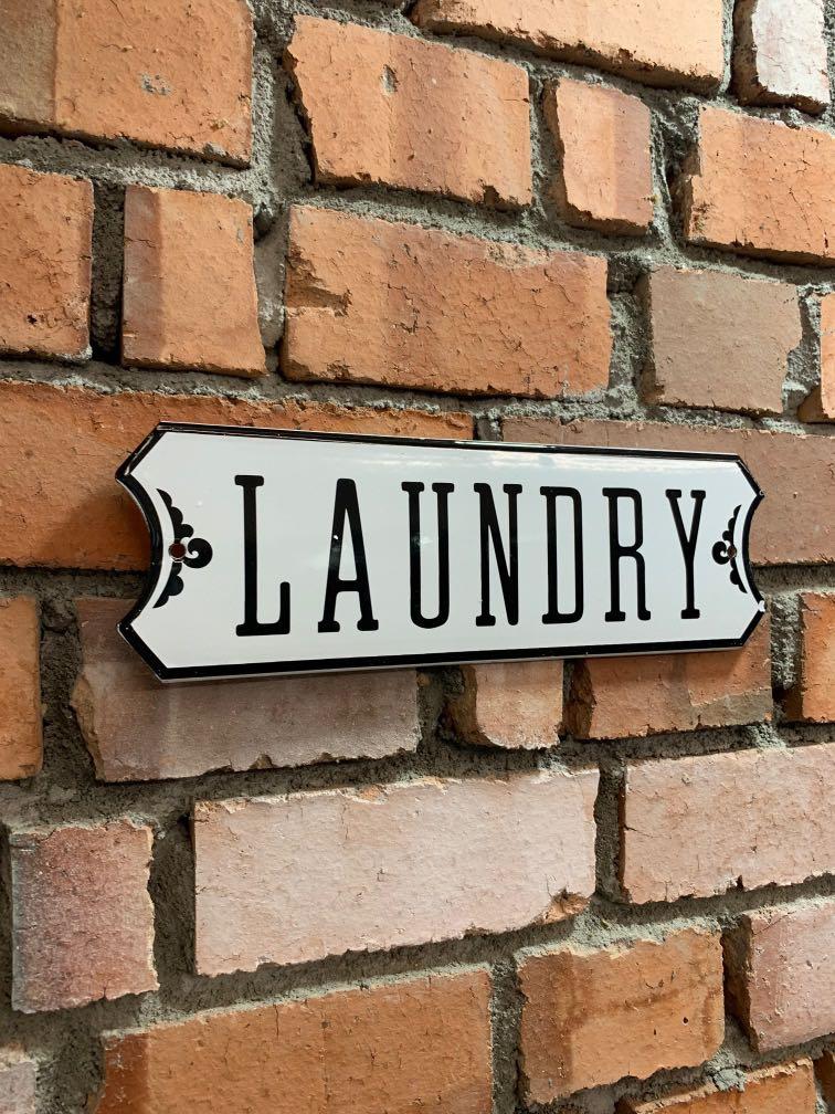 Enamel laundry signage plaque, Furniture & Home Living, Home Decor ...