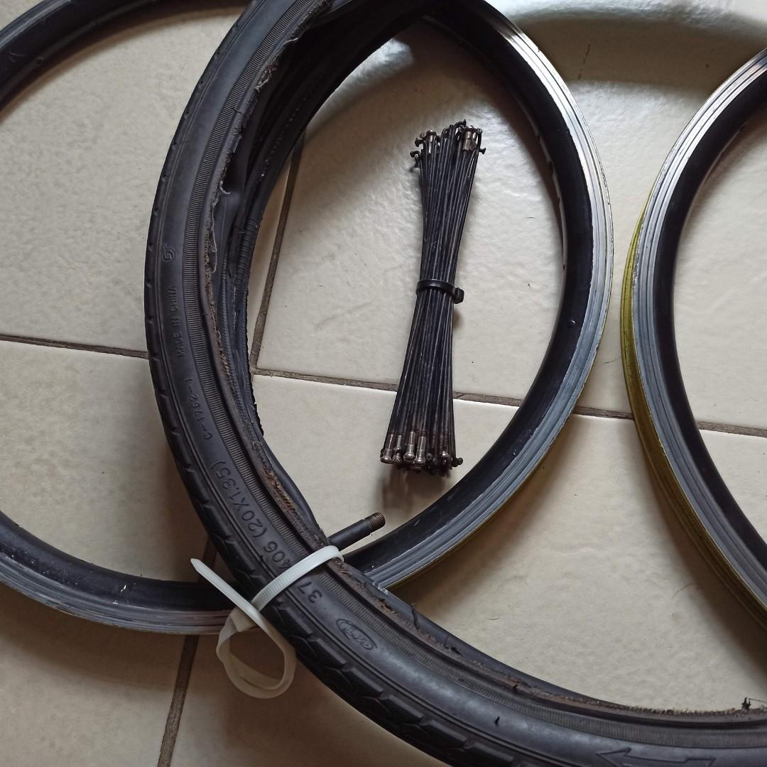 Folding bike alloy rim 28 holes with rios size 20 and cst 1.35 tires ...
