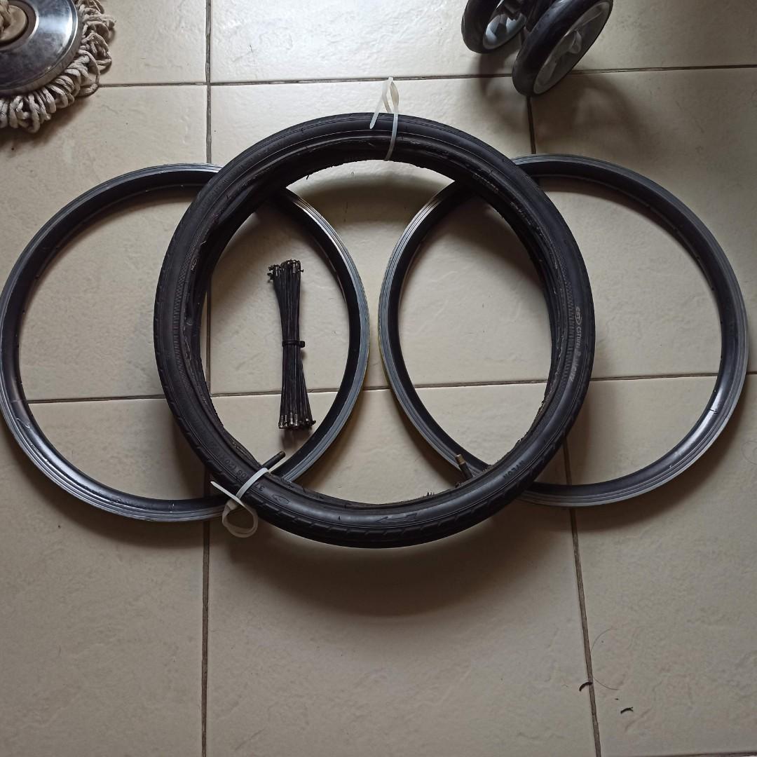 Folding bike alloy rim 28 holes with rios size 20 and cst 1.35 tires ...