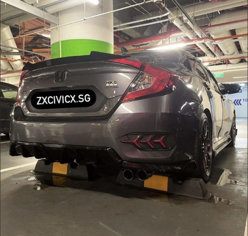 Honda Civic FC Rear diffuser in CF / Glossy black civicx 10Th Gen Fc1 ...