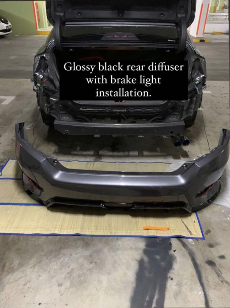 Honda Civic FC Rear diffuser in CF / Glossy black civicx 10Th Gen Fc1 ...