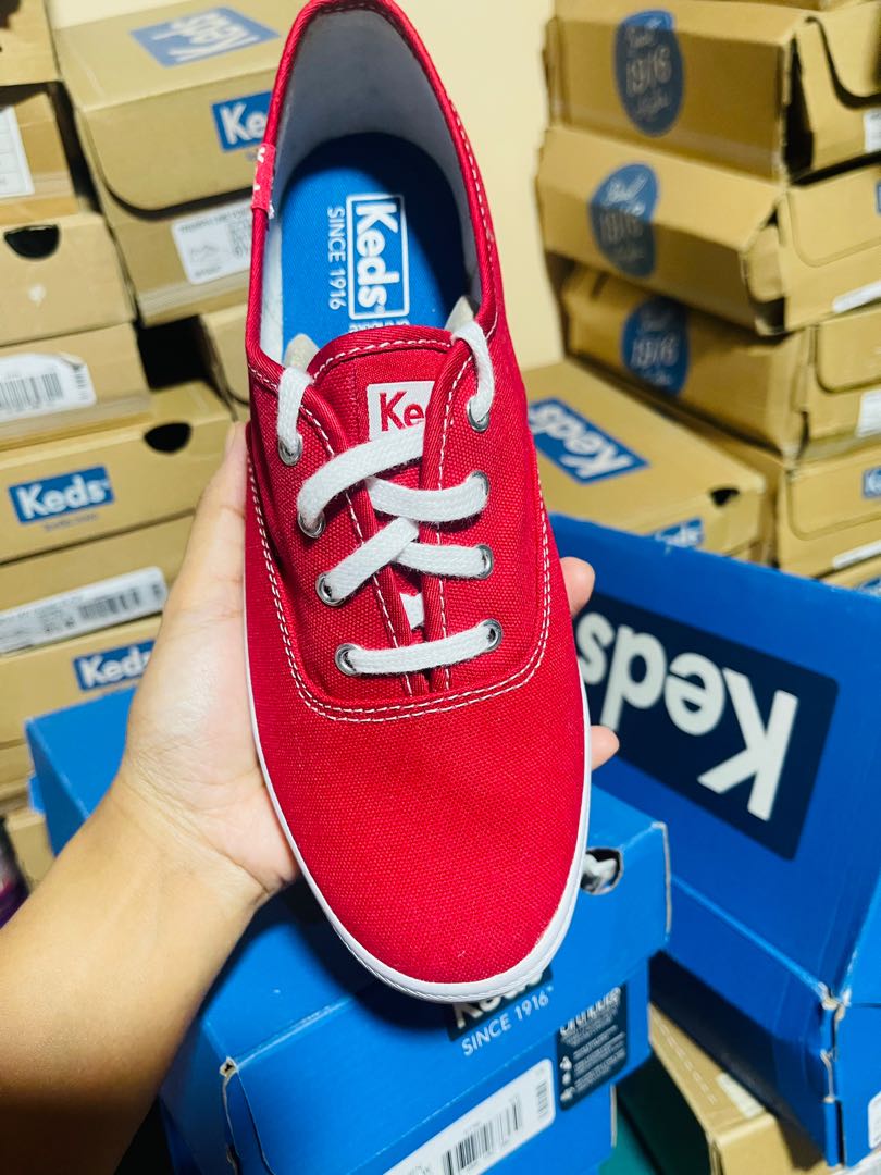 Keds champion red canvas, Women's Fashion, Footwear, Sneakers on Carousell