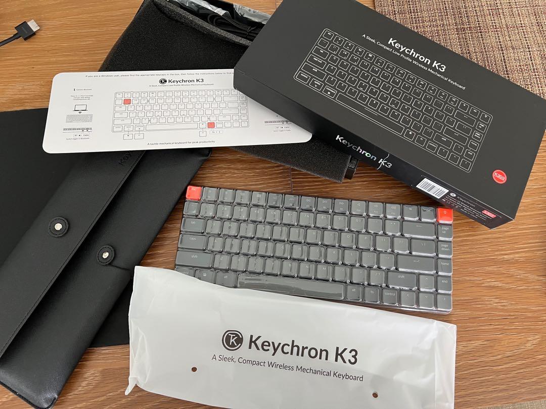 Keychron K3 V2 White Backlight with Leather Keychron Carrying Case ...
