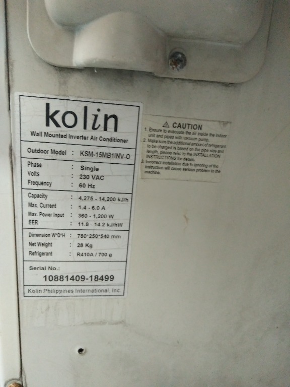 Kolin AC 1.5hp, TV & Home Appliances, Air Conditioning and Heating on ...