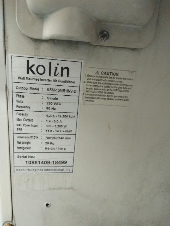 Kolin AC 1.5hp, TV & Home Appliances, Air Conditioning and Heating on ...