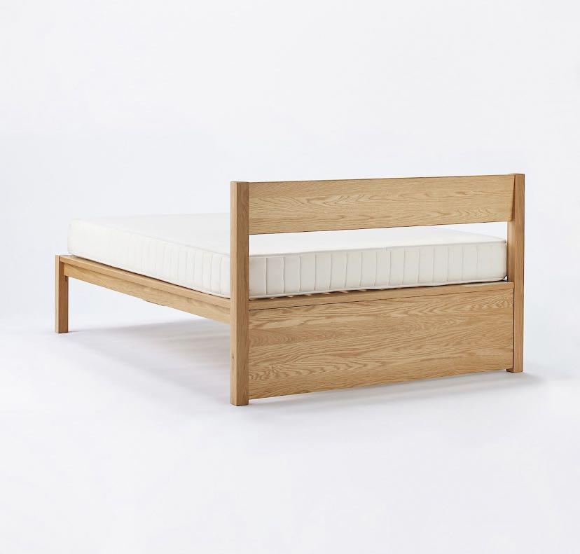 Muji queen size solid oak wood bed frame, Furniture & Home Living ...