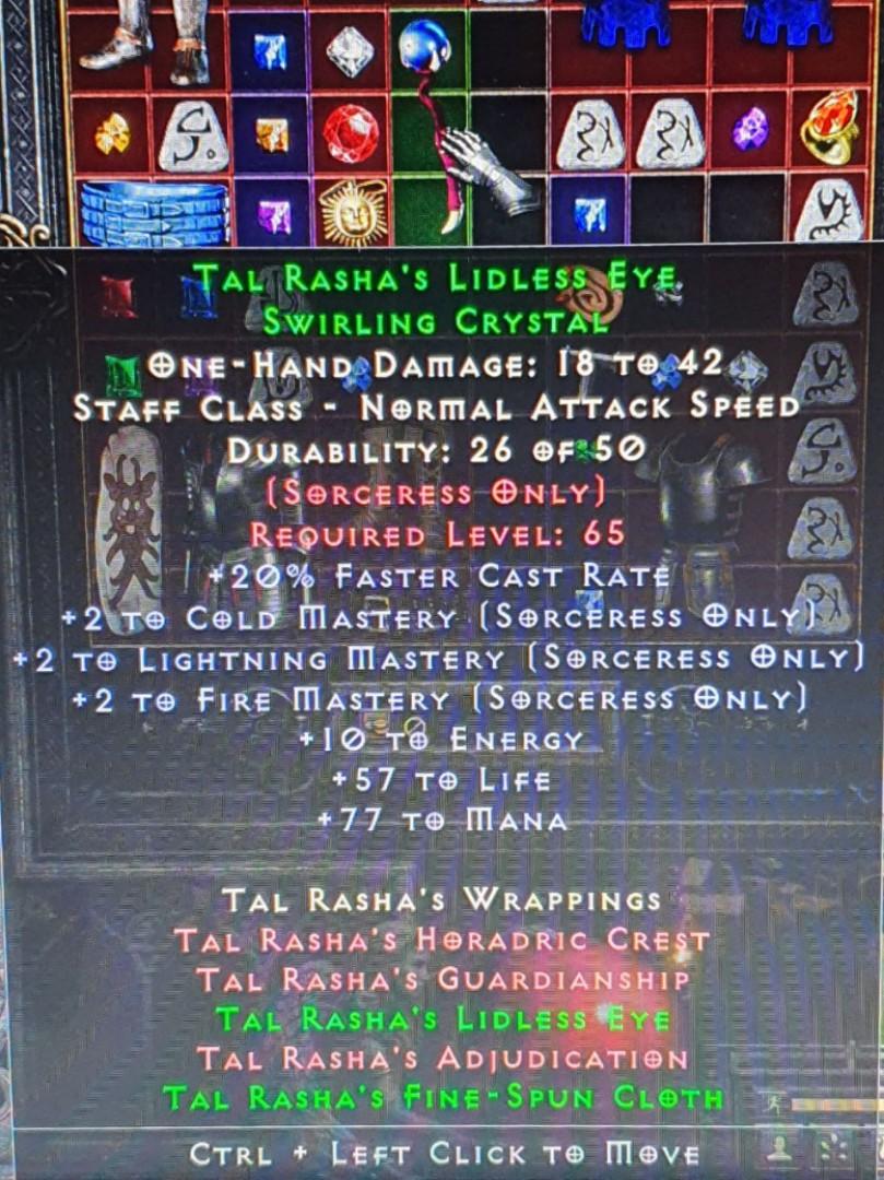 Tal Rasha's Lidless Eye Swirling Crystal (Perfect) D2R Diablo II ...