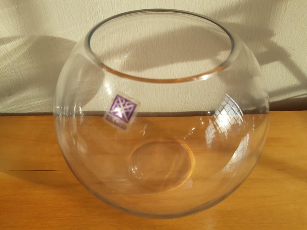 Thick Glass Round Sphere Vase, Furniture & Home Living, Home Decor ...