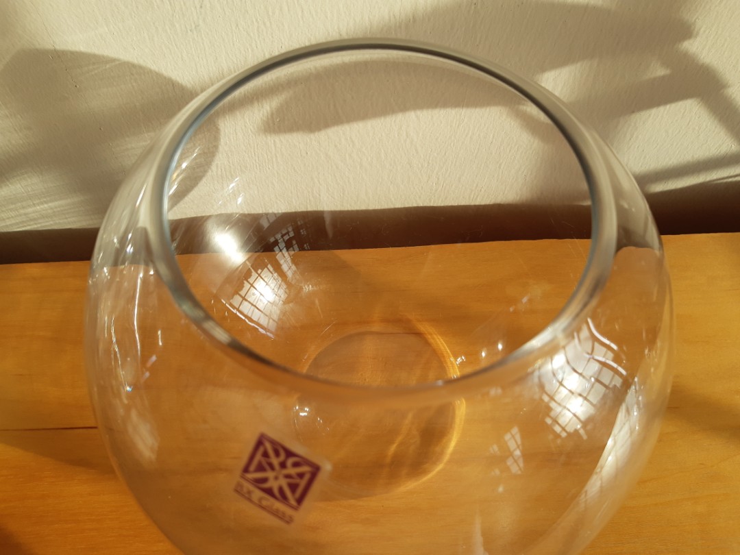 Thick Glass Round Sphere Vase, Furniture & Home Living, Home Decor ...