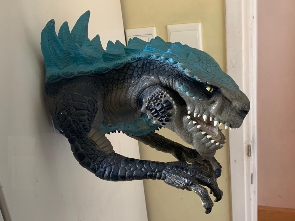 1998 Toho Large Rubber Godzilla T-Rex Dinosaur Hand Puppet Resaurus Co ...