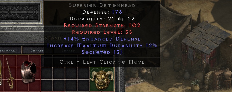 91 PC Diablo 2 Resurrected (D2R) 14 ED 3 Sockets Superior Demonhead ...