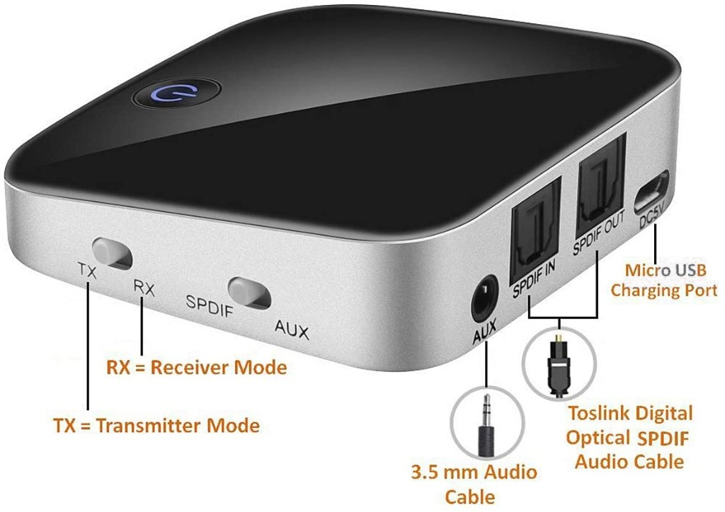 (Black) BTI-029 Bluetooth Transmitter Receiver Apt-X Wireless Stereo ...