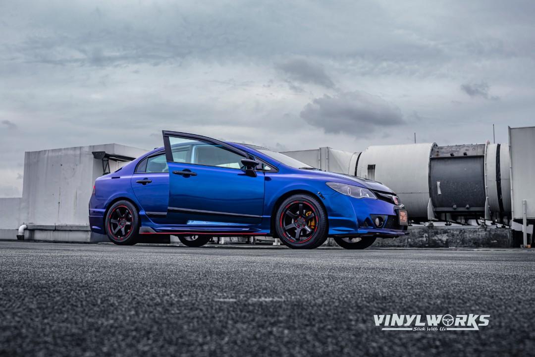 Car Wrap - Honda Civic Full Car Exterior Wrap Ultra Flake Midnight Blue ...