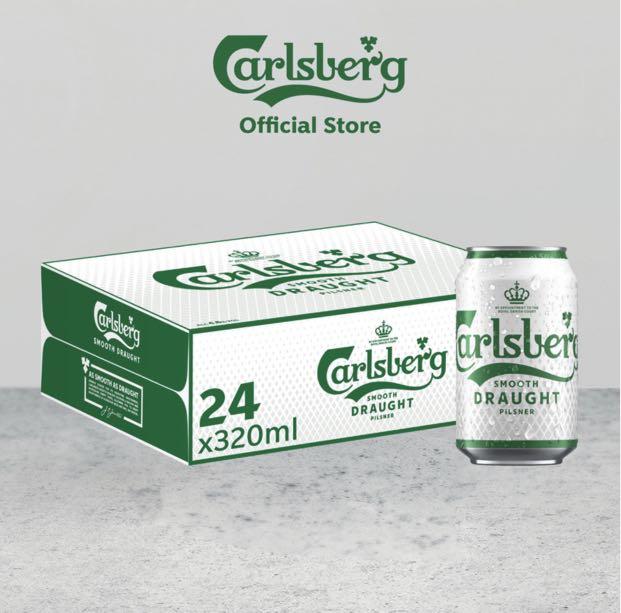 Carlsberg Smooth Draught Beer Carton 320ml, Food & Drinks, Alcoholic ...